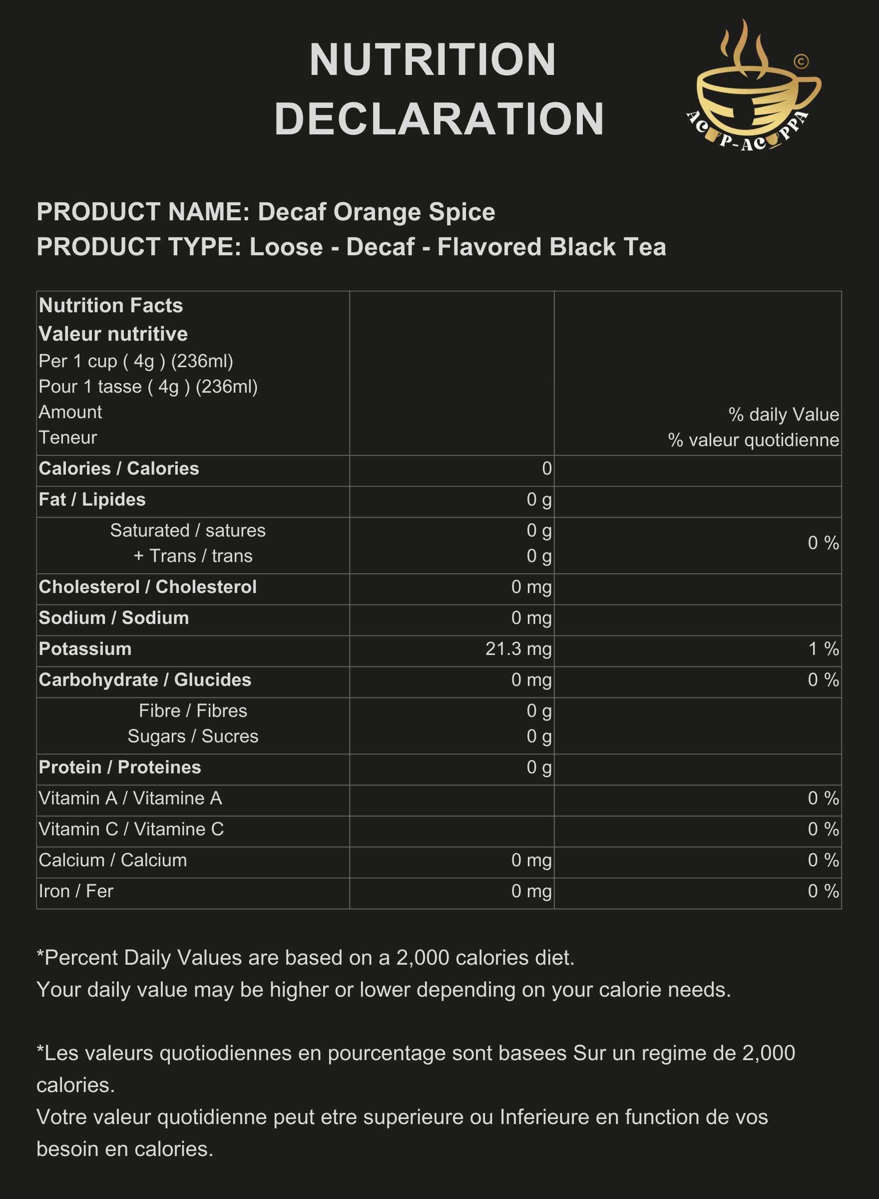 DECAF ORANGE SPICE – Coffee and Tea from Acup-Acuppa